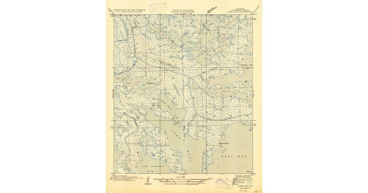 1947 Map of Lake Eloi, St. Bernard Parish, LA — High-Res | Pastmaps