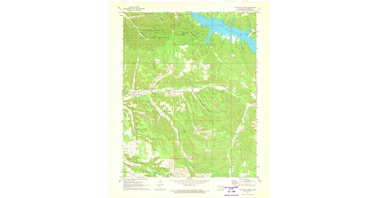 1971 Map of Lake Eucha West, Delaware County, OK — High-Res | Pastmaps
