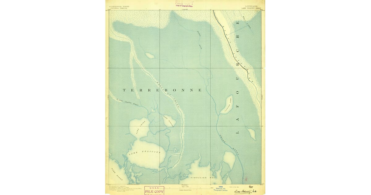 1894 Map of Lake Felicity, Lafourche Parish, LA — High-Res | Pastmaps