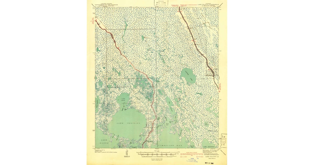 1941 Map of Lake Felicity, Lafourche Parish, LA — High-Res | Pastmaps