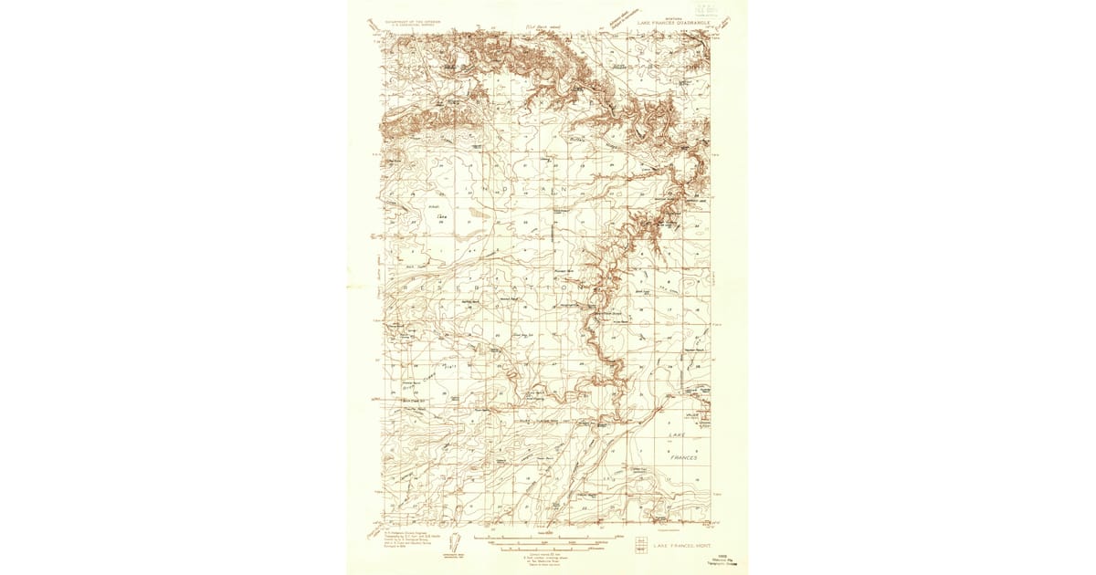 1934 Map of Lake Frances, Pondera County, MT — High-Res | Pastmaps