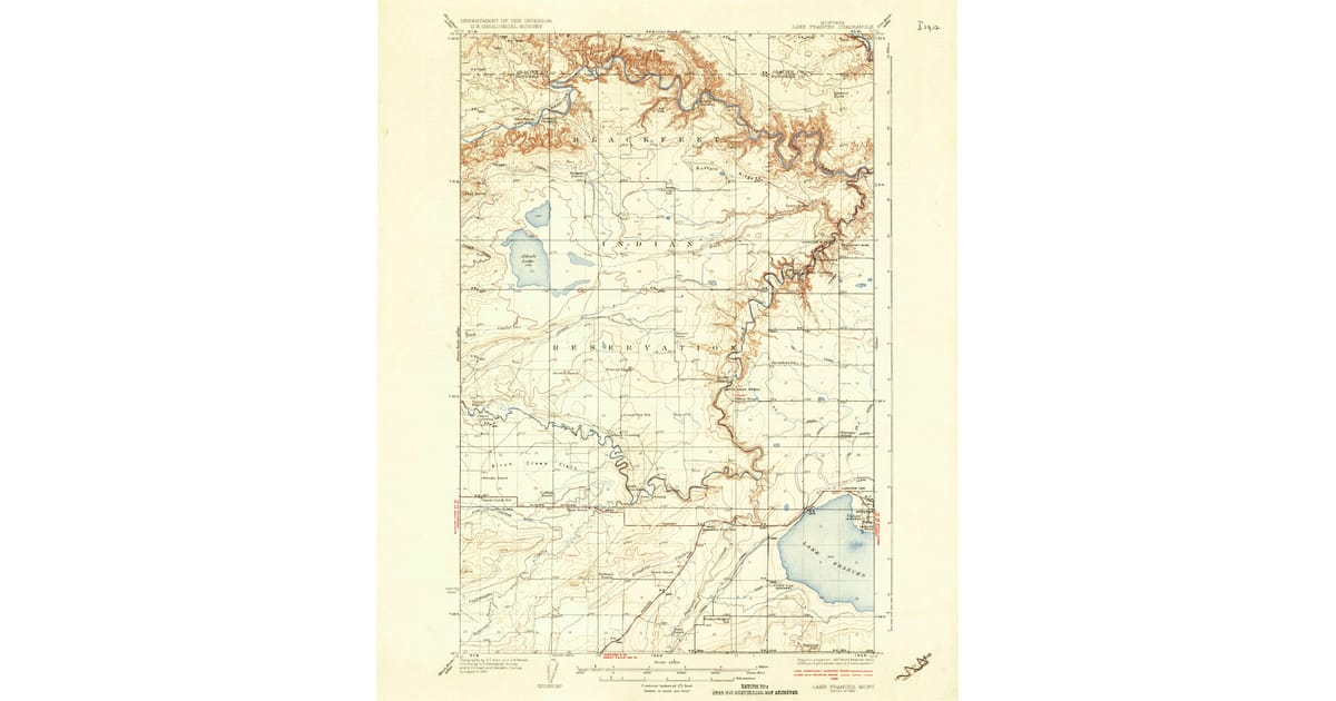 1937 Map of Lake Frances, Pondera County, MT — High-Res | Pastmaps