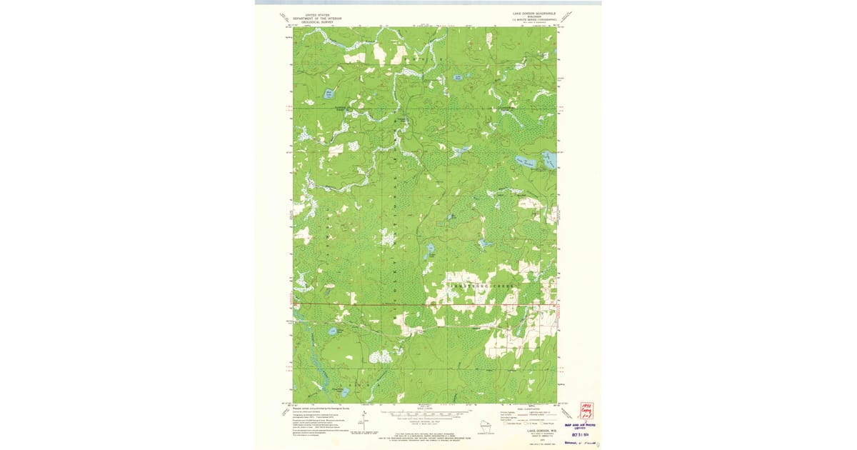 1972 Map of Lake Gordon, Forest County, WI — High-Res | Pastmaps
