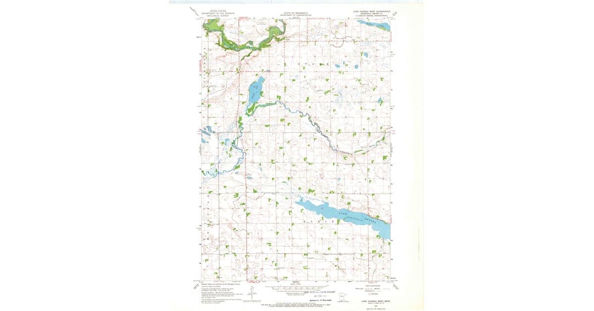 1967 Map of Lake Hanska West, Brown County, MN — High-Res | Pastmaps