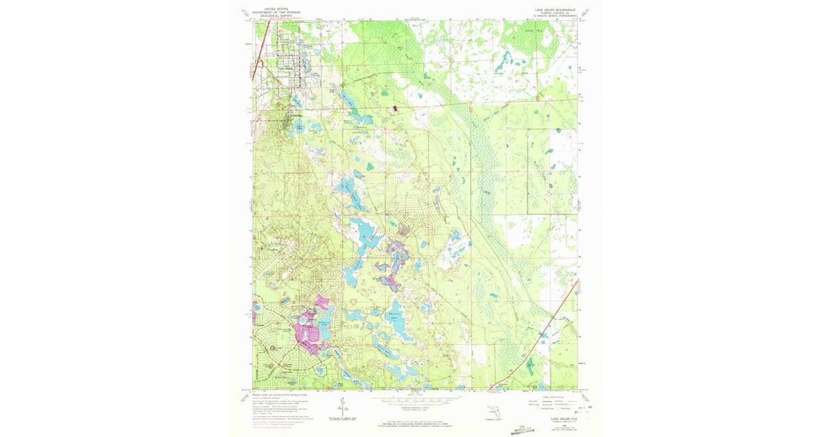1966 Map of Lake Helen, FL — High-Res, 1972 Print | Pastmaps