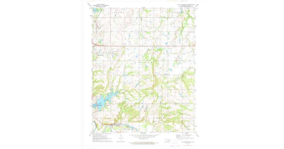 1972 Map of Lake Holdenville, Hughes County, OK — High-Res | Pastmaps