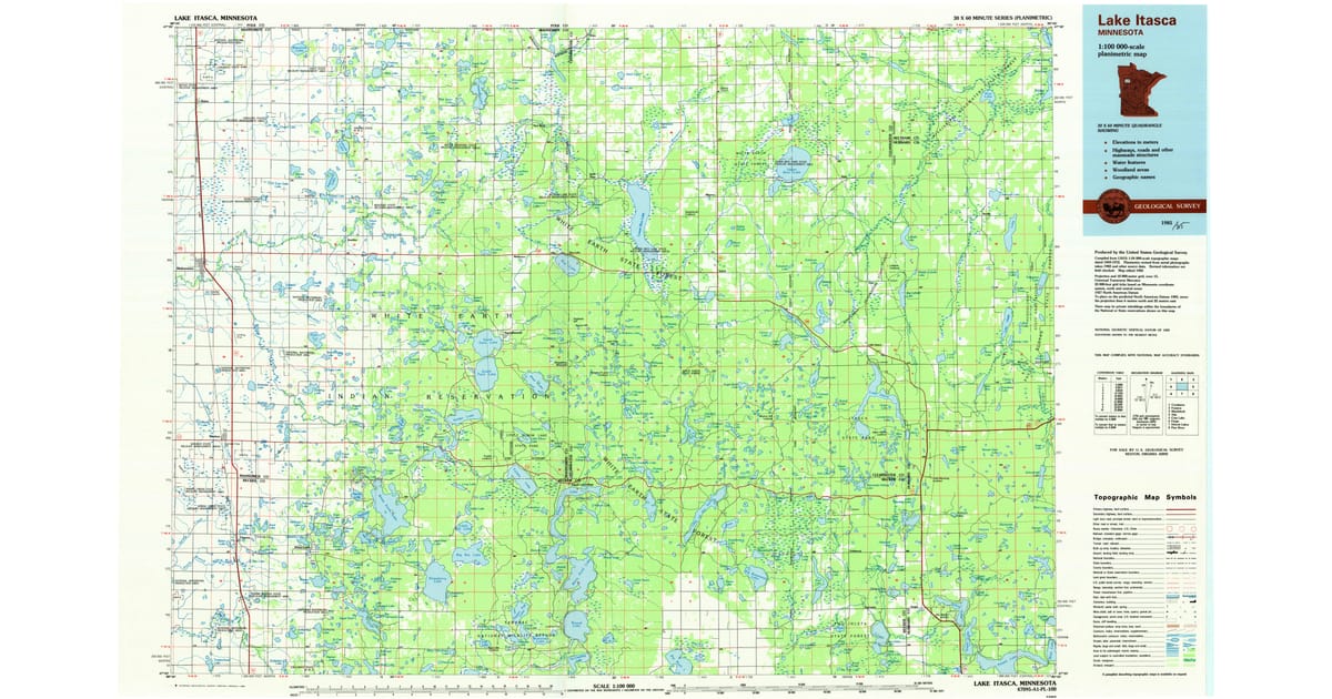 1985 Map of Lake Itasca, Mahnomen County, MN — High-Res | Pastmaps