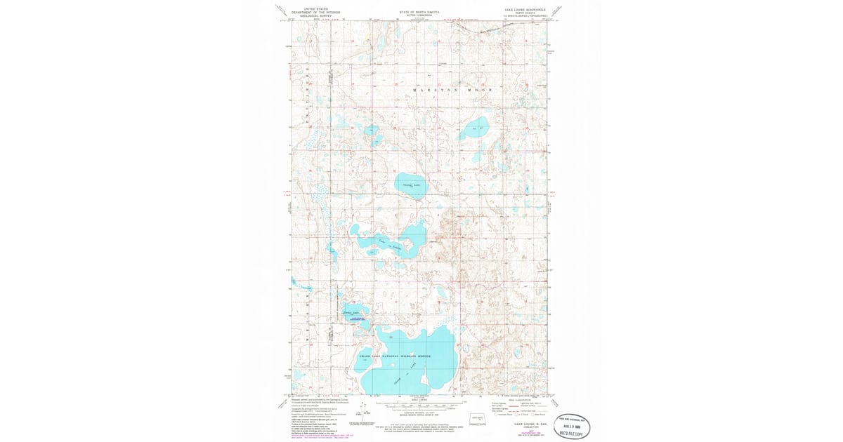1972 Map of Lake Louise, Stutsman County, ND — High-Res, 1986 Print ...