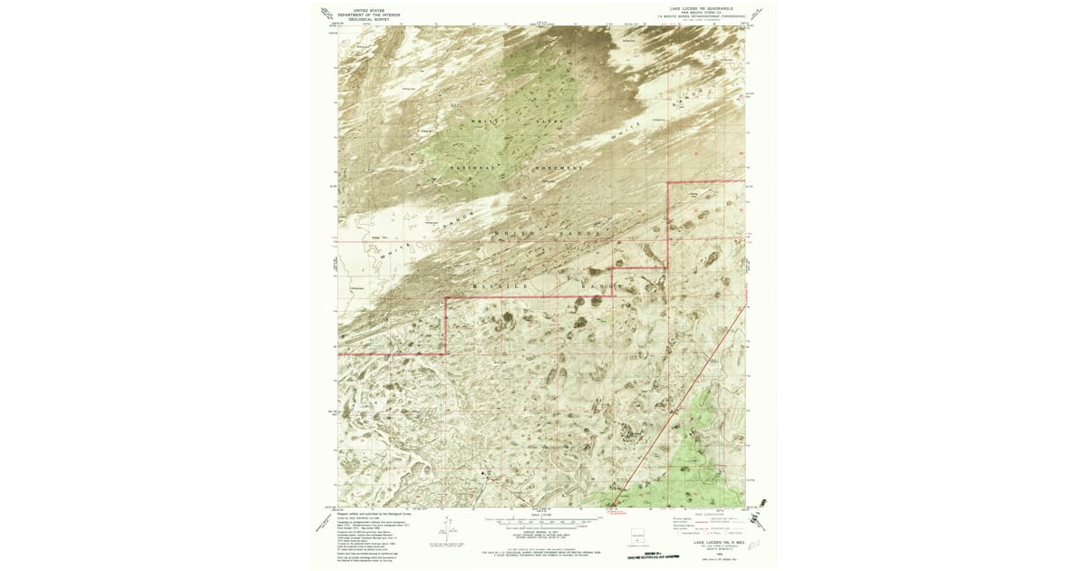 1982 Map of Lake Lucero NE, Otero County, NM — High-Res | Pastmaps