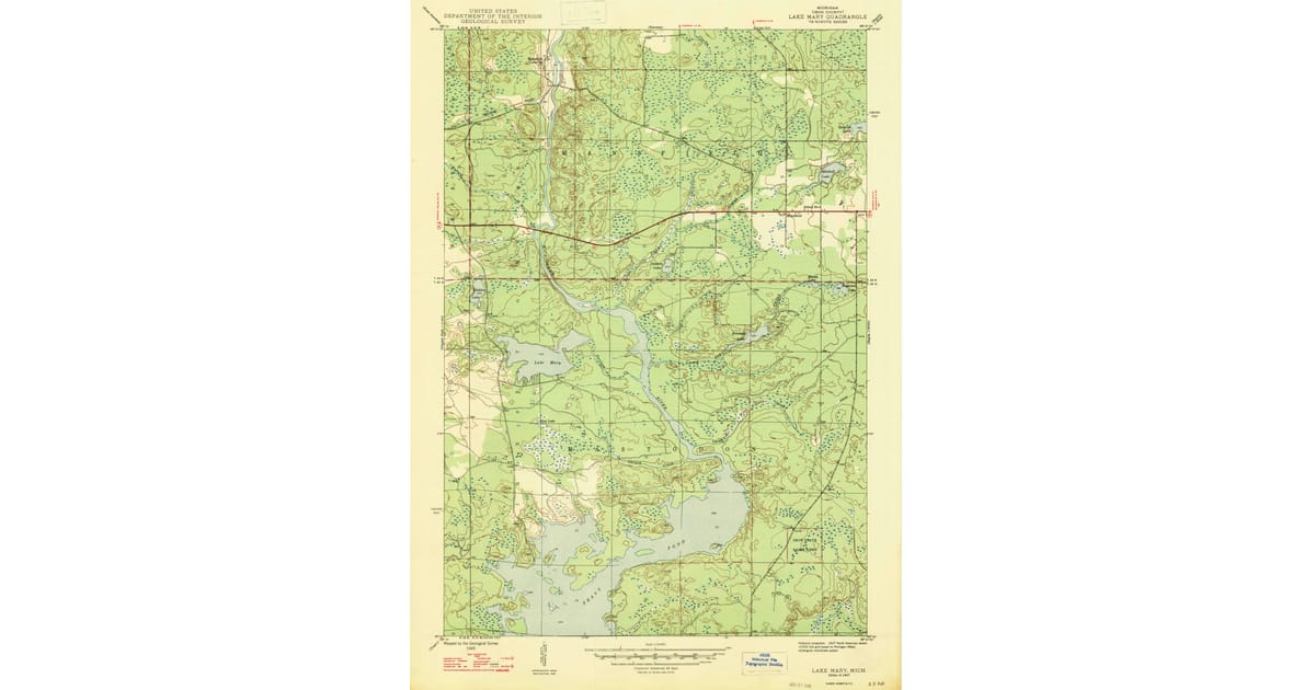 1947 Map of Lake Mary, Iron County, MI — High-Res | Pastmaps