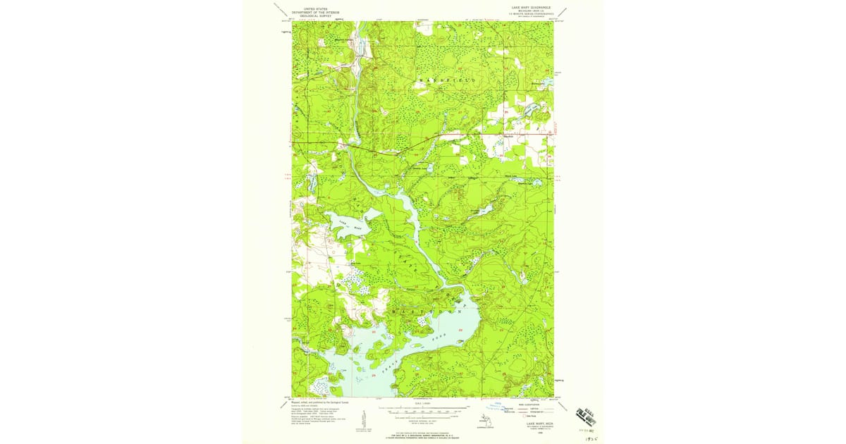 1956 Map of Lake Mary, Iron County, MI — High-Res | Pastmaps