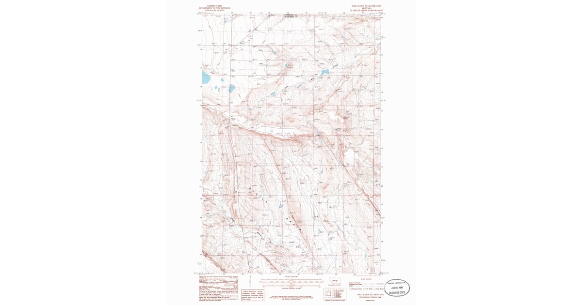 1986 Map of Lake Mason NE, Musselshell County, MT — High-Res | Pastmaps