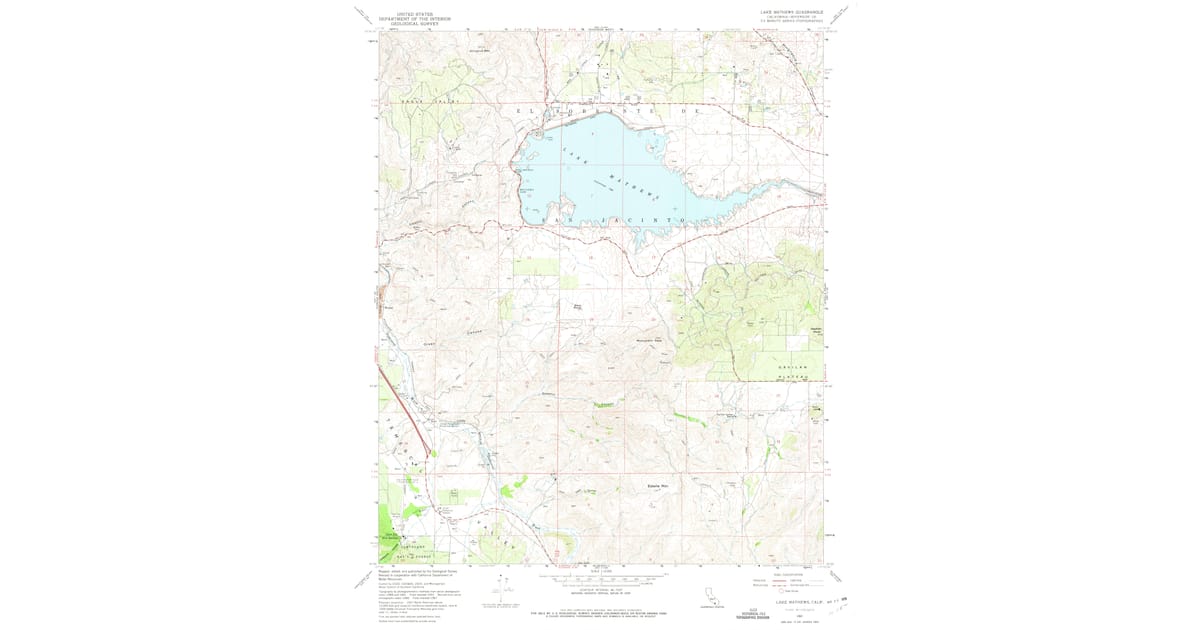 1967 Map of Lake Mathews, CA — High-Res, 1975 Print | Pastmaps