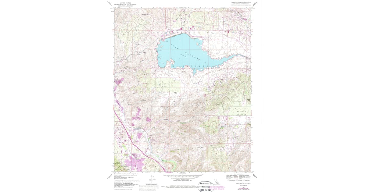 1967 Map of Lake Mathews, CA — High-Res, 1988 Print | Pastmaps