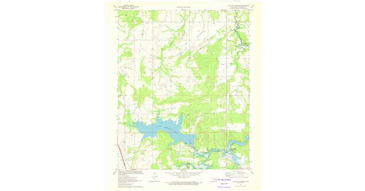 1971 Map of Lake Mc Alester, Pittsburg County, OK — High-Res | Pastmaps