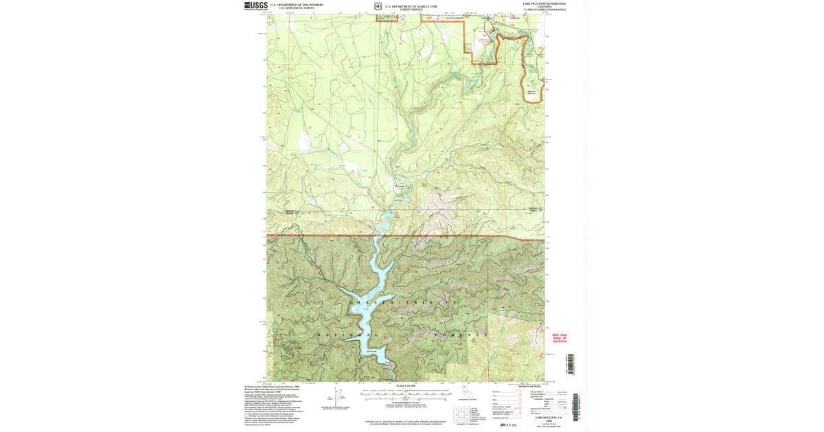 1998 Map of Lake McCloud, Siskiyou County, CA — High-Res | Pastmaps