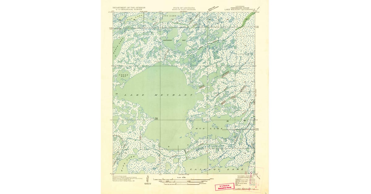 1935 Map of Lake Mechant, Terrebonne Parish, LA — High-Res | Pastmaps