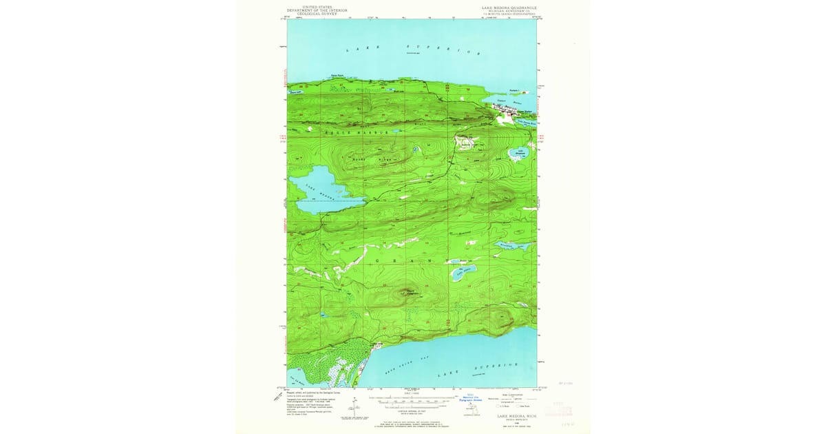 1948 Map of Lake Medora, Keweenaw County, MI — High-Res | Pastmaps
