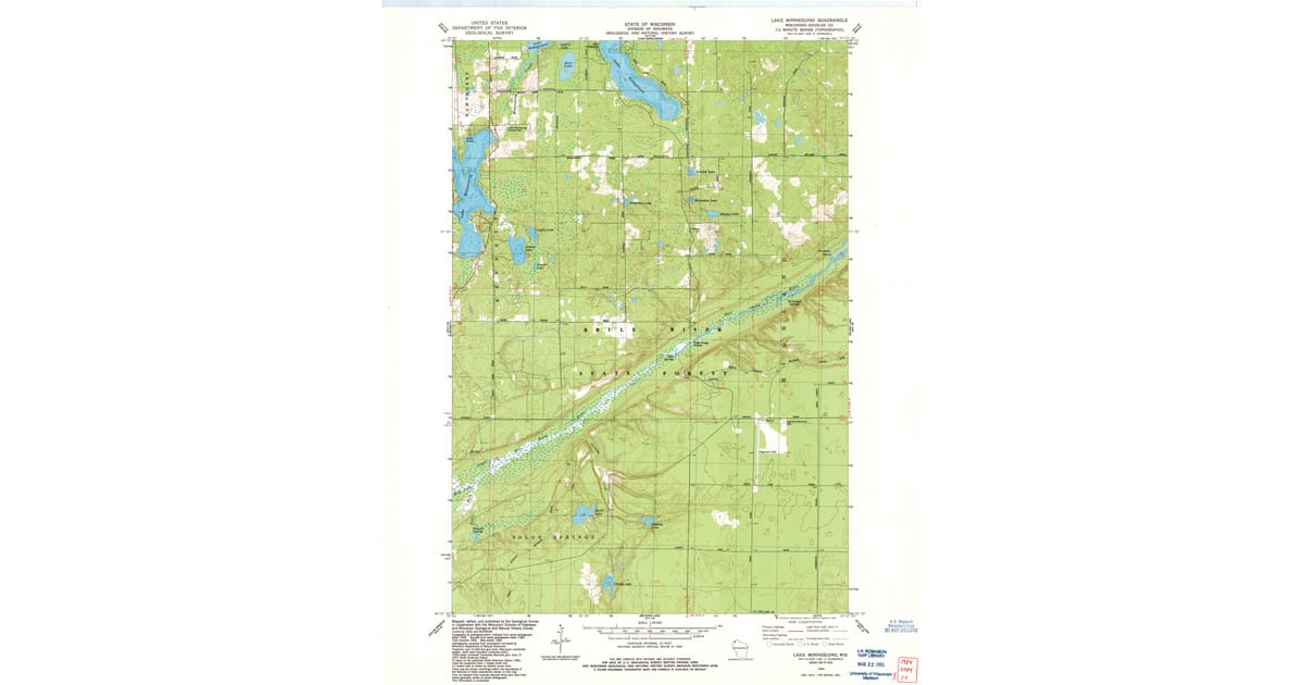 1984 Map of Lake Minnesuing, Douglas County, WI — High-Res | Pastmaps