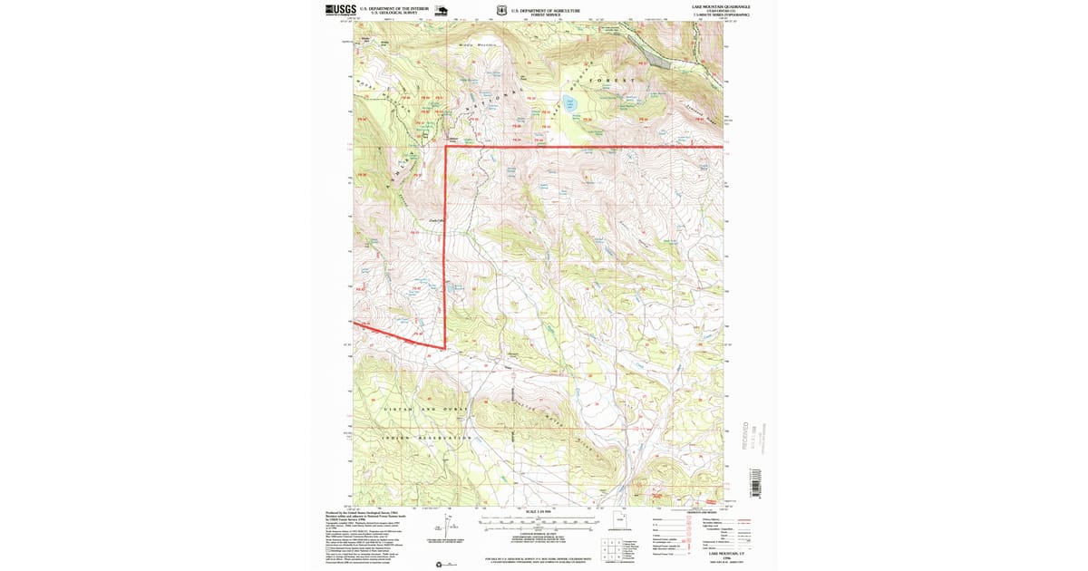 1996 Map of Lake Mountain, Uintah County, UT — High-Res | Pastmaps