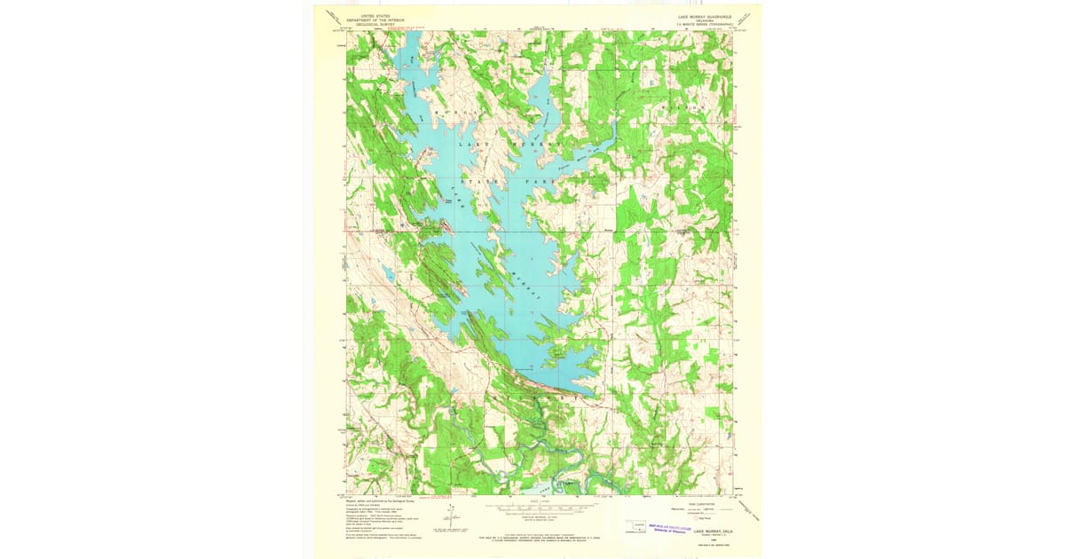 1964 Map of Lake Murray, Love County, OK — High-Res | Pastmaps