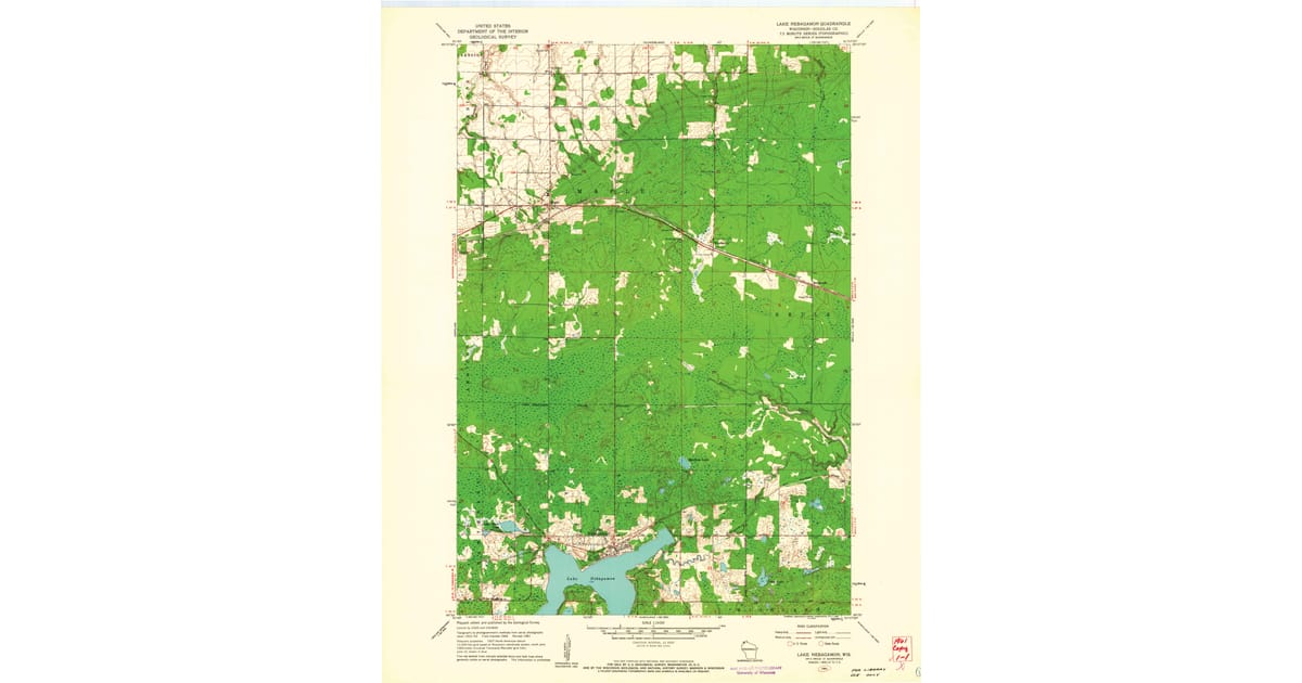 1961 Map of Lake Nebagamon, WI — High-Res | Pastmaps