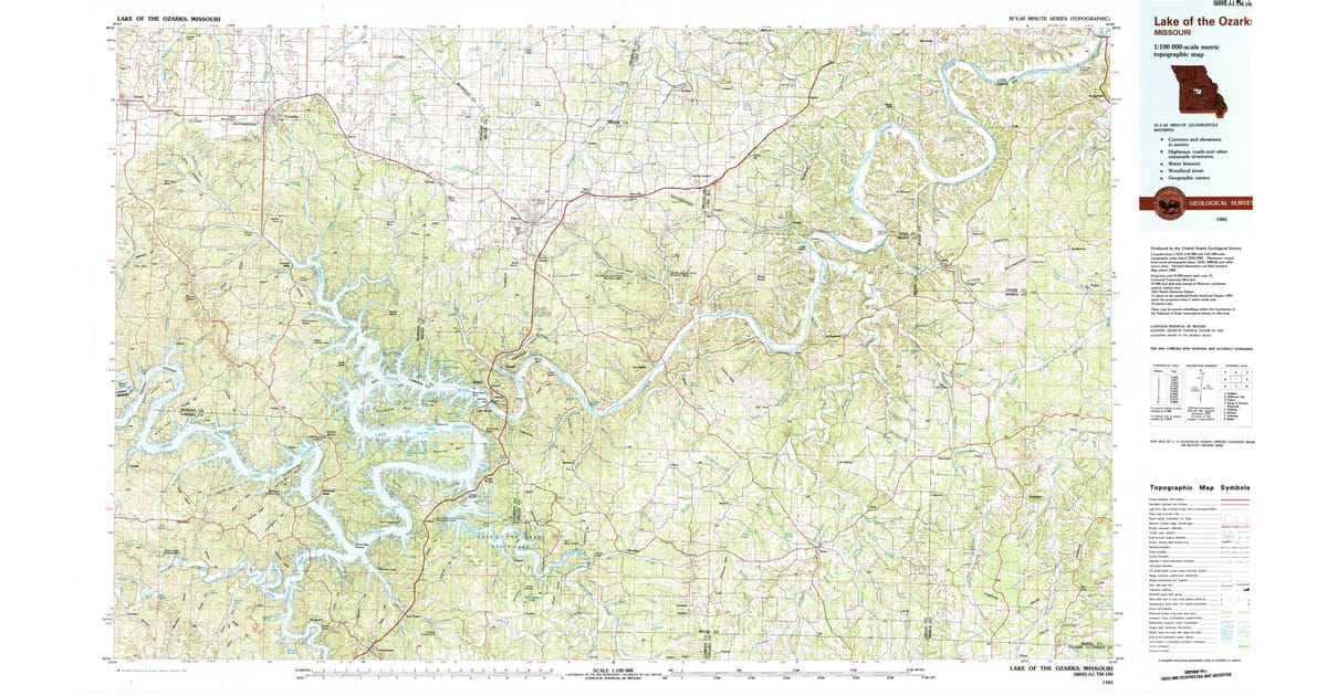 1983 Map of Lake Of The Ozarks, Miller County, MO — High-Res | Pastmaps