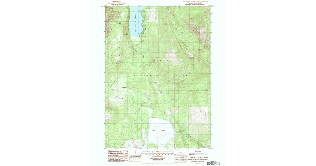 1985 Map of Lake of The Woods South, Klamath County, OR — High-Res | Pastmaps