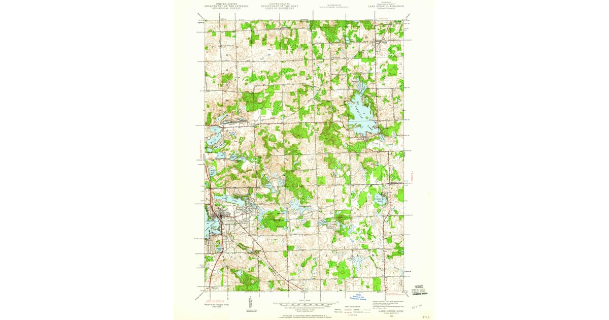1943 Map of Lake Orion, MI — High-Res | Pastmaps