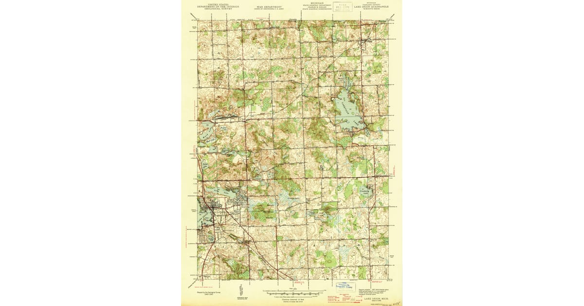 1945 Map of Lake Orion, MI — High-Res | Pastmaps