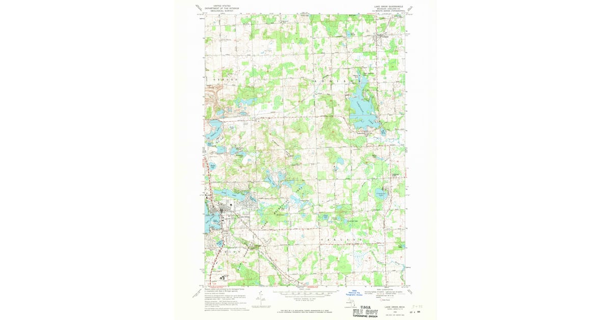 1968 Map of Lake Orion, MI — High-Res | Pastmaps
