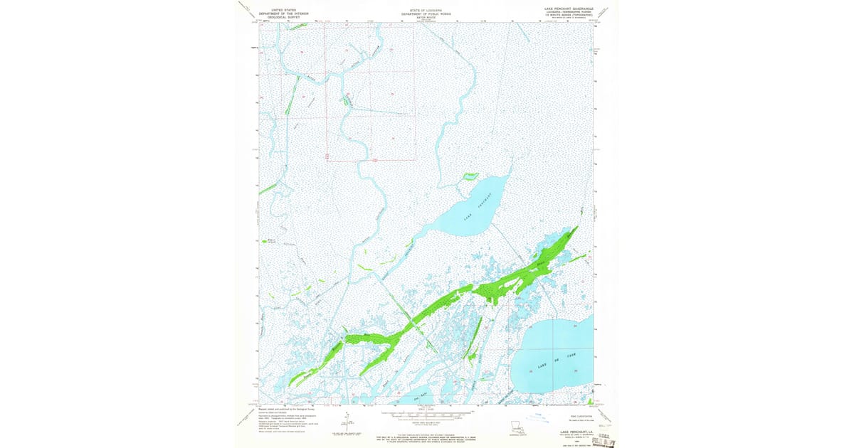 1964 Map of Lake Penchant, Terrebonne Parish, LA — High-Res | Pastmaps