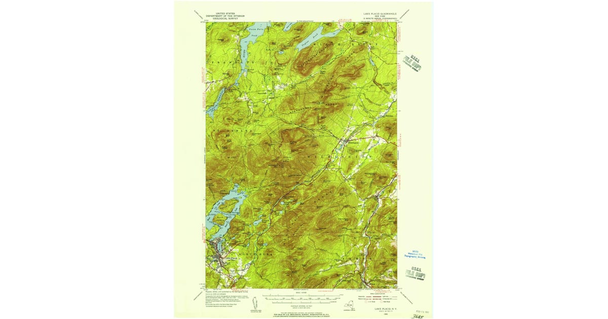 1953 Map of Lake Placid, NY — High-Res | Pastmaps