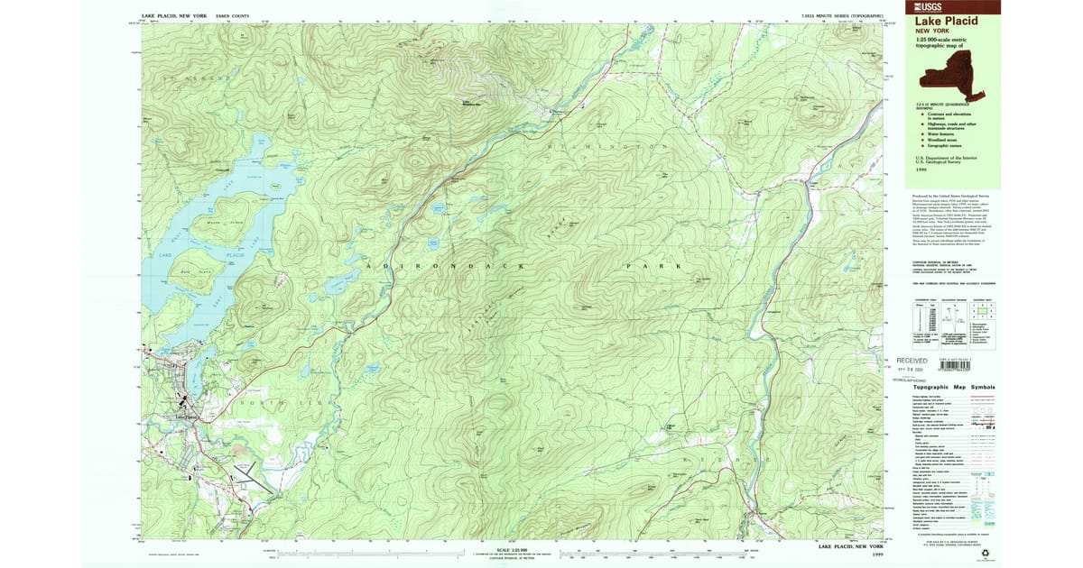 1999 Map of Lake Placid, NY — High-Res | Pastmaps