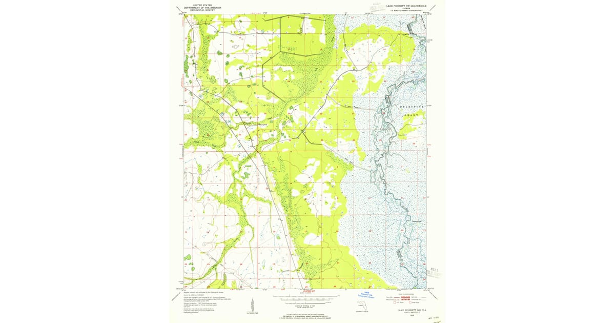 1953 Map of Lake Poinsett NW, Orange County, FL — High-Res | Pastmaps