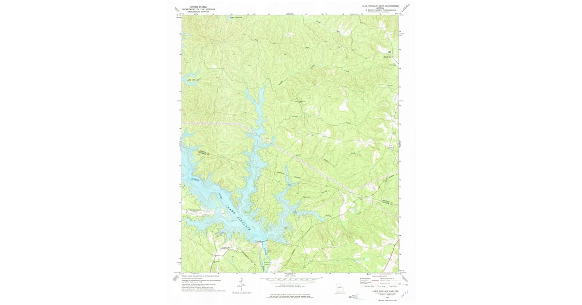 1972 Map of Lake Sinclair East, Hancock County, GA — High-Res | Pastmaps