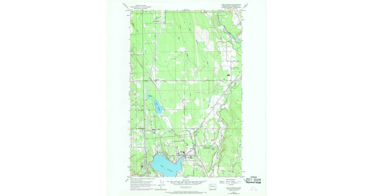 1956 Map of Lake Stevens, WA — High-Res, 1969 Print | Pastmaps