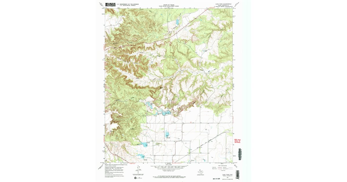 1967 Map of Lake Theo, Briscoe County, TX — High-Res, 1970 Print #2 ...
