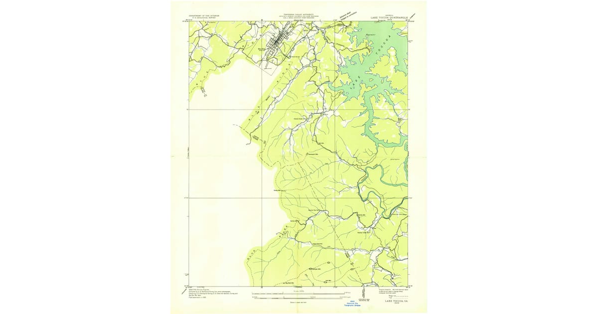 1935 Map of Lake Toccoa, Fannin County, GA — High-Res | Pastmaps