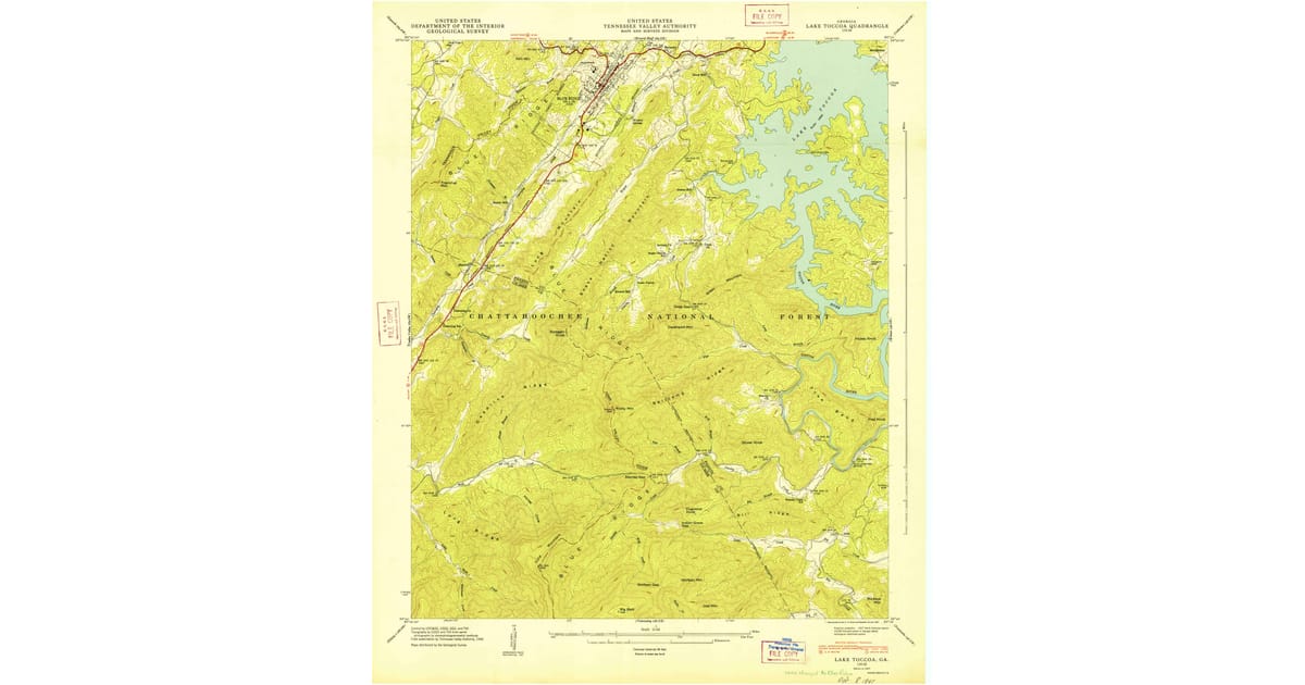 1947 Map of Lake Toccoa, Fannin County, GA — High-Res | Pastmaps