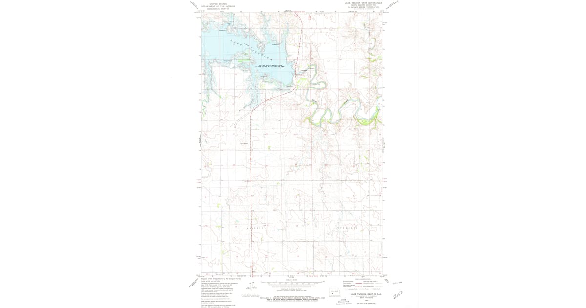 1980 Map of Lake Tschida East, Grant County, ND — High-Res | Pastmaps