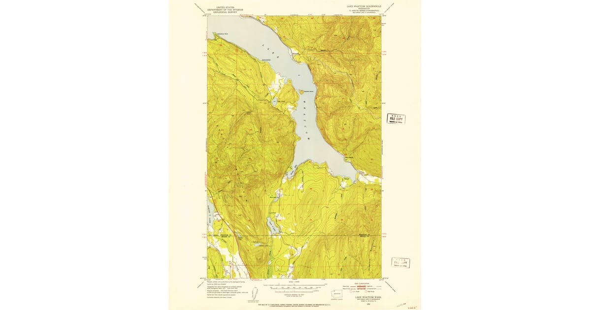1952 Map of Lake Whatcom, Whatcom County, WA — High-Res | Pastmaps