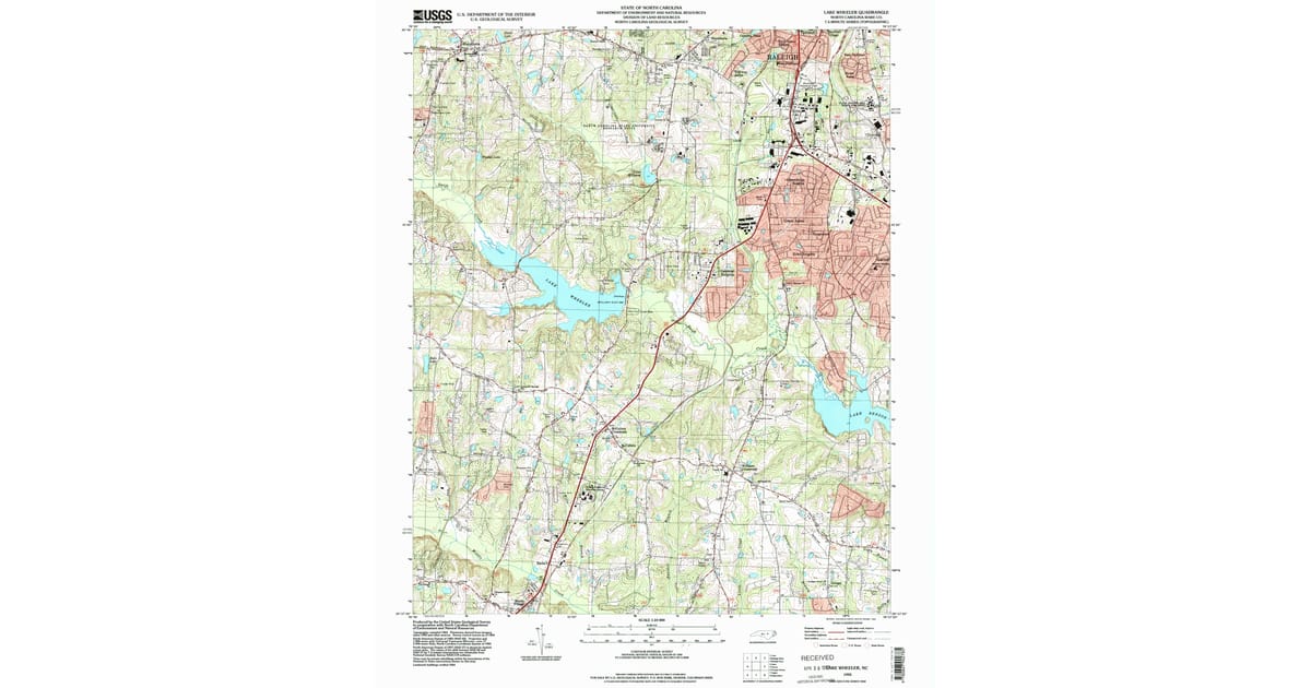 1993 Map of Lake Wheeler, Wake County, NC — High-Res | Pastmaps
