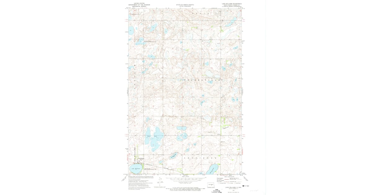 1972 Map of Lake Williams, Kidder County, ND — High-Res | Pastmaps