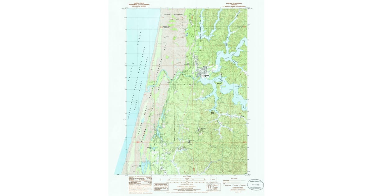 1985 Map of Lakeside, OR — High-Res | Pastmaps