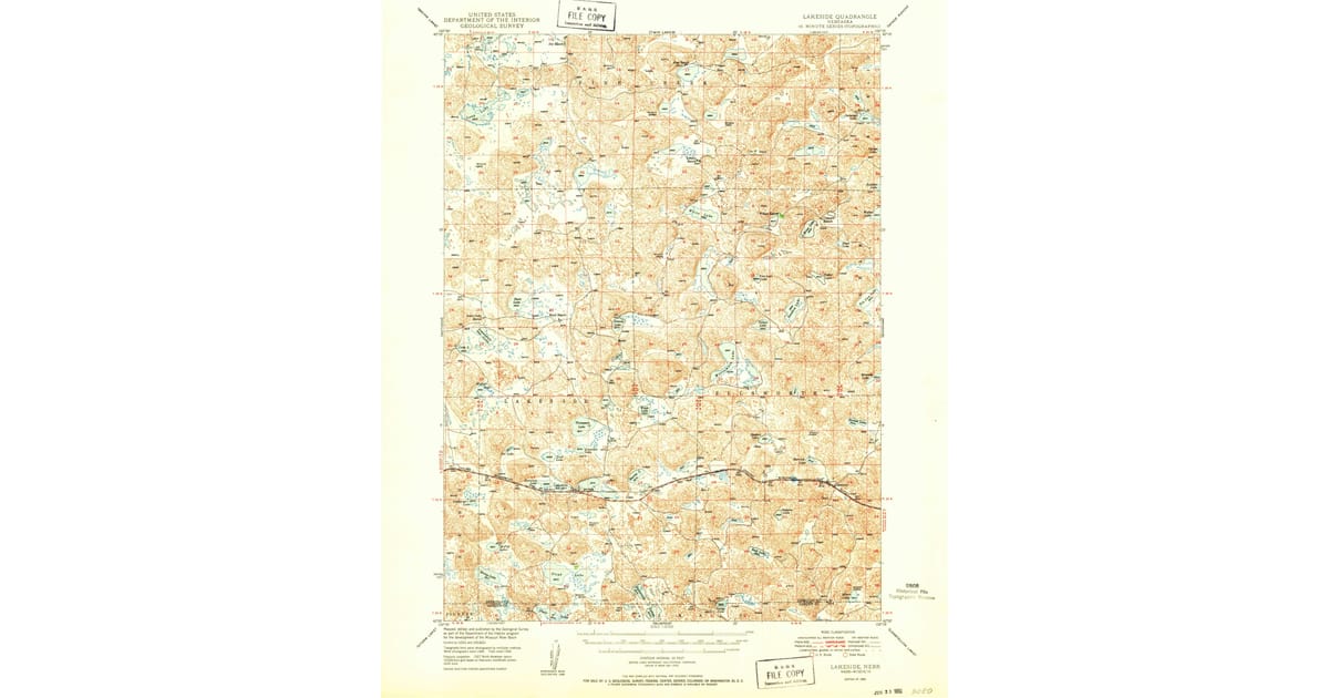 1950 Map of Lakeside, Sheridan County, NE — High-Res | Pastmaps
