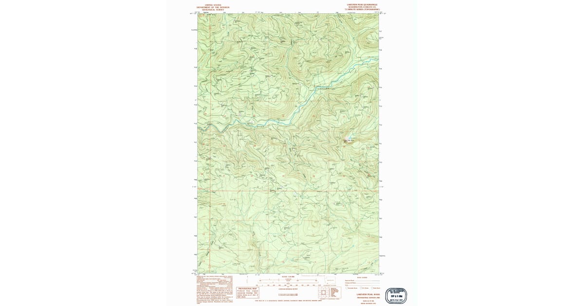 1983 Map of Lakeview Peak, Cowlitz County, WA — High-Res, 1994 Print ...