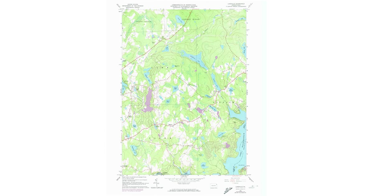 1966 Map of Lakeville, Wayne County, PA — High-Res, 1974 Print | Pastmaps