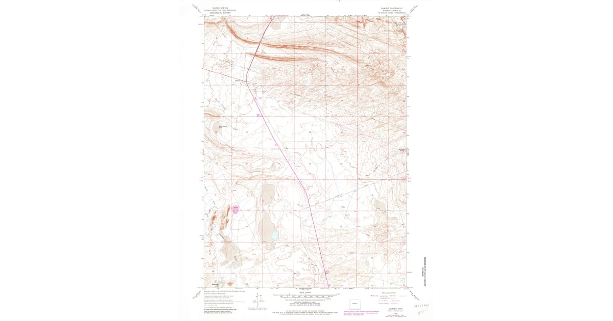 1961 Map of Lamont, Carbon County, WY — High-Res, 1982 Print | Pastmaps
