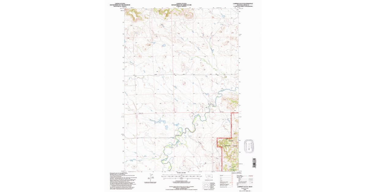 1993 Map of Lampkin Gulch, Carter County, MT — High-Res | Pastmaps